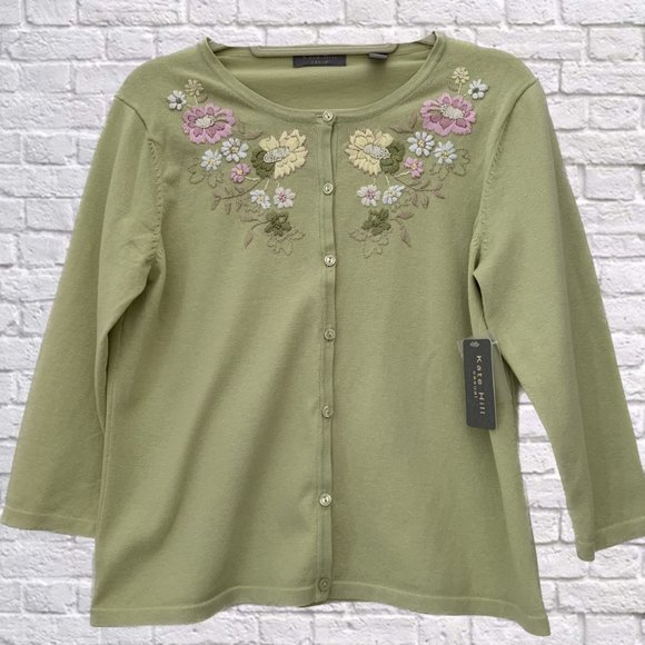 Kate Hill | Sweaters | Nwt Kate Hill Floral Embroidered Sweater Button ...